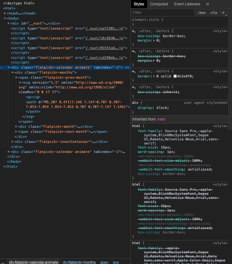 css not working on desktop size · Issue #159 · ankurk91/vue-flatpickr-component · GitHub