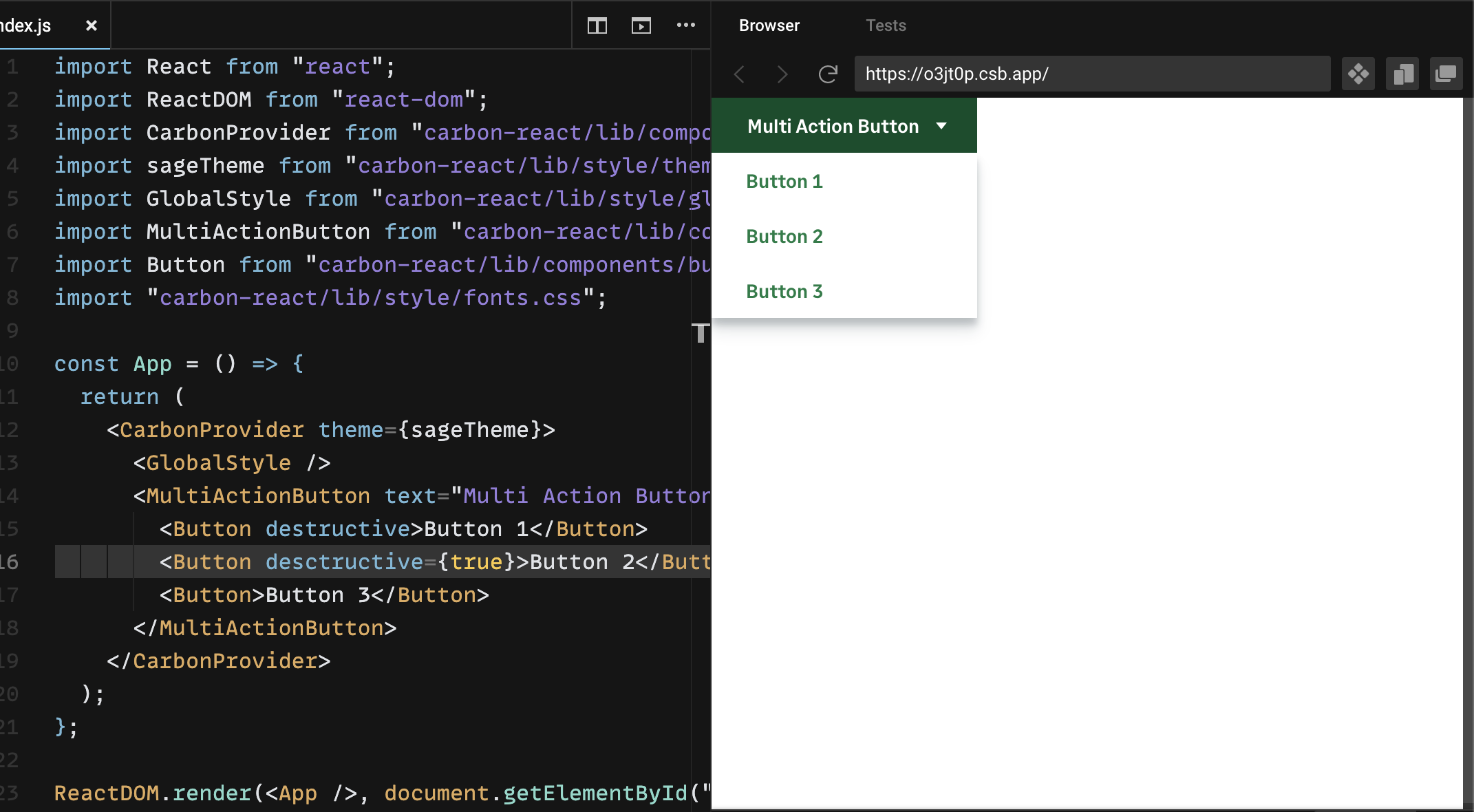 `MultiActionButton` should support the advertised `Button` props · Issue #5720 · Sage/carbon ...