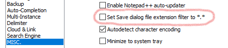 Move "Set Save dialog file extension filter to *.*" pref. setting to the SaveAs dialog · Issue ...
