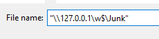 Open dialog: when pasting a complete UNC (\\server\share\...) path into ...