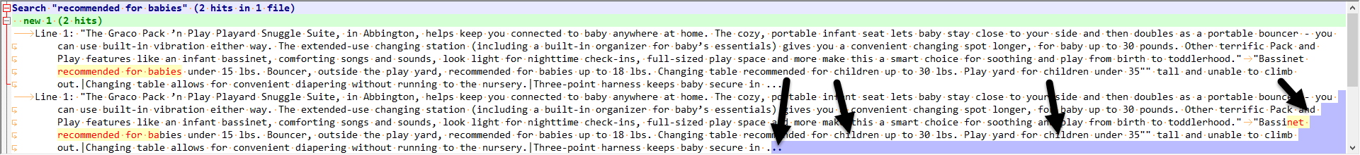 Shifted text highlight in result window (white space handling?) · Issue ...