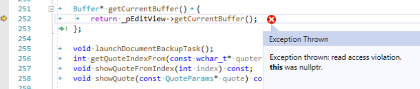 Exception thrown: read access violation. this->_pNotepadPlus was nullptr. · Issue #8046 ...