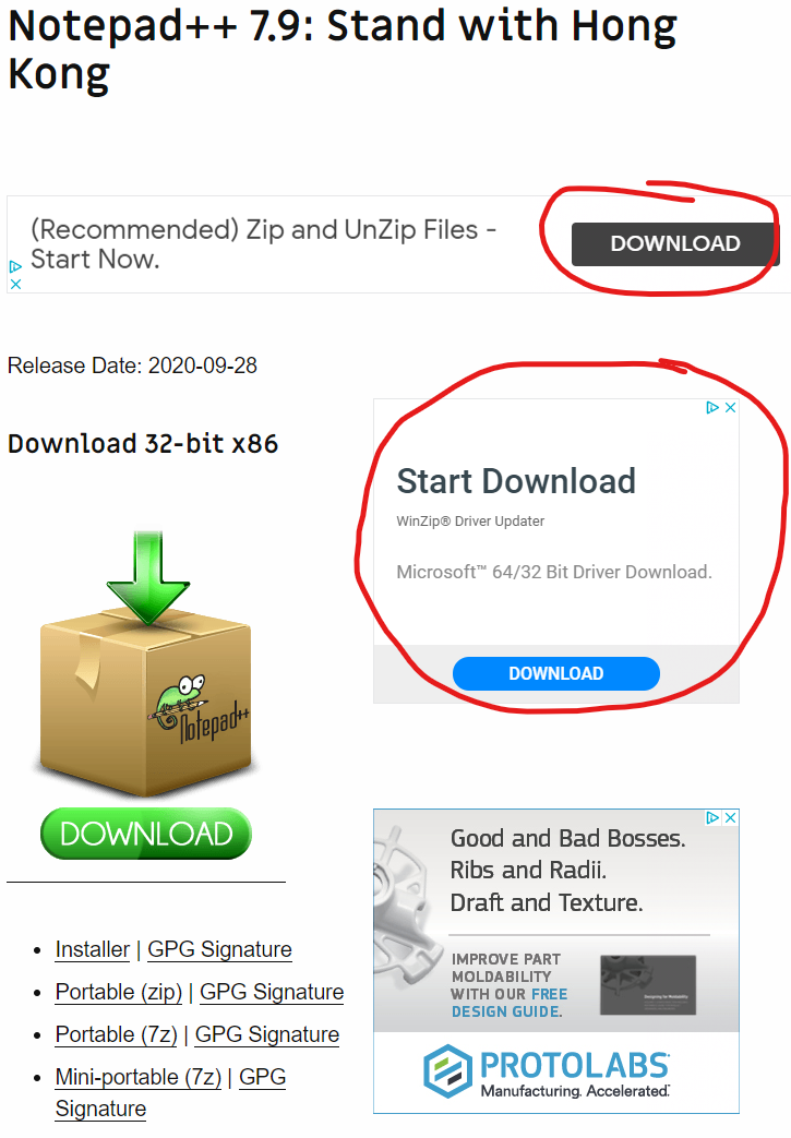Links (ads) on download page can be deceiving · Issue #9003 · notepad ...