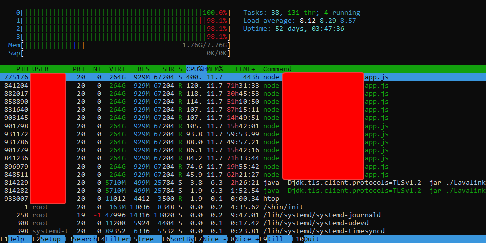 Bot randomly uses all available CPU · Issue #357 · esmBot/esmBot · GitHub