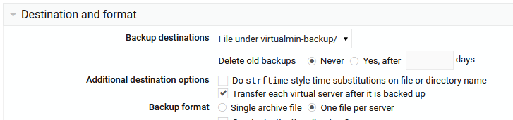 Virtualmin Scheduled Backup "Backup destinations" path field is not visible by default · Issue ...