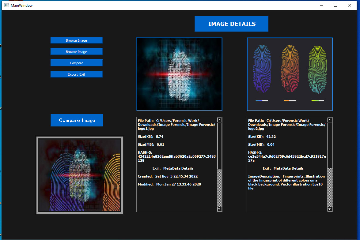 Github Rhythmkrdasguptaphoto Forensic App Python Based Gui Tools Compare Two Images