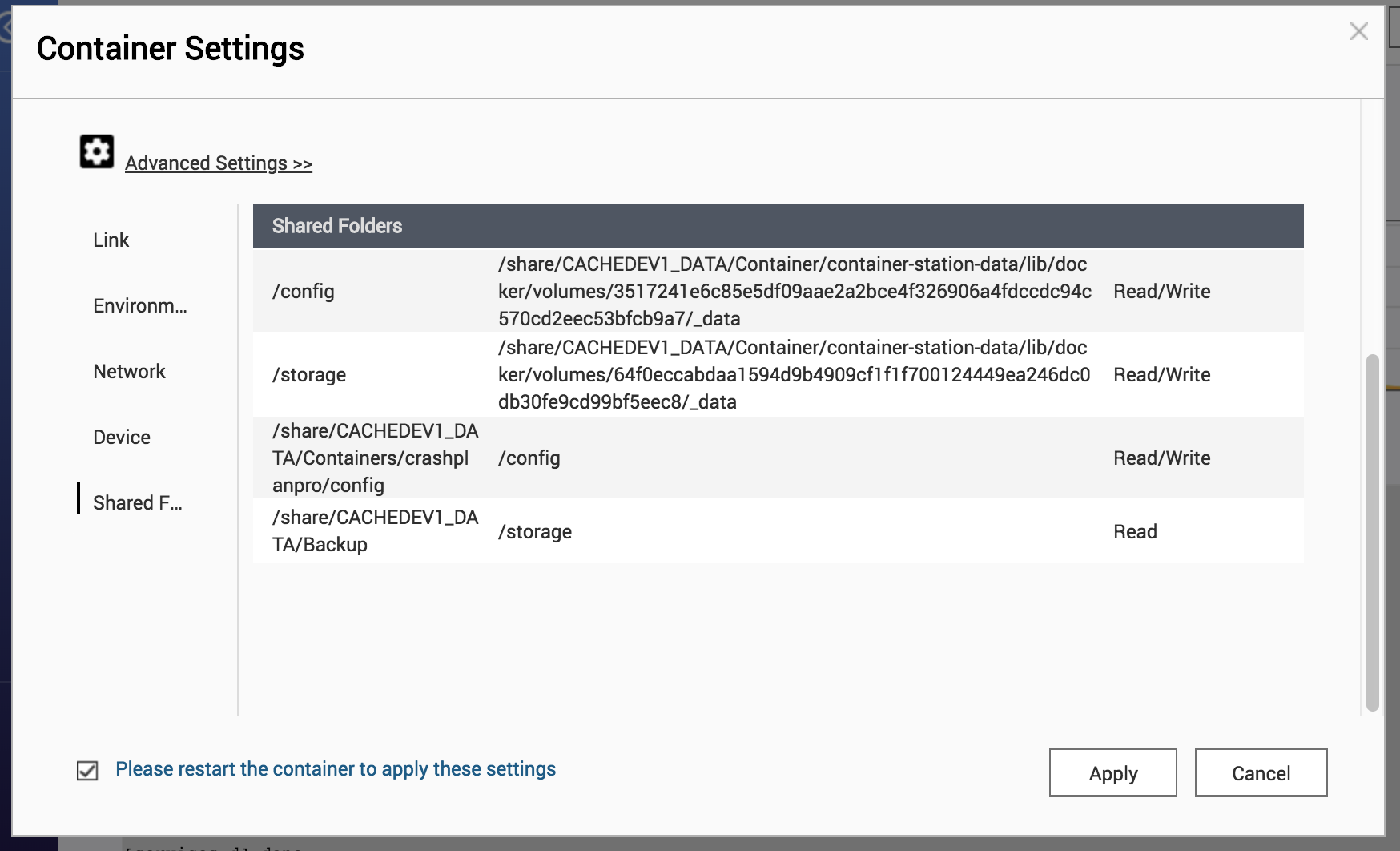 /config and /storage change after a restart · Issue #93 · jlesage/docker-crashplan-pro · GitHub