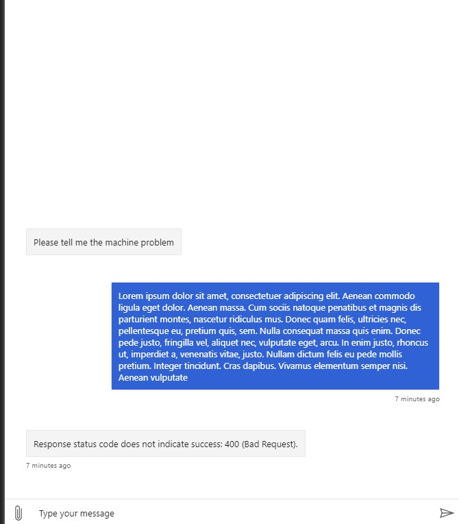 Long user input results in 400 Bad Request · Issue #5757 · microsoft/botbuilder-dotnet · GitHub