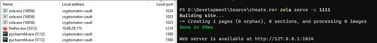 `zola serve` ignores port 1111 · Issue #1412 · getzola/zola · GitHub