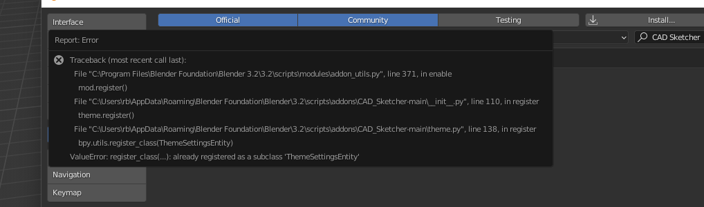 [BUG] register_class already registered · Issue #224 · hlorus/CAD_Sketcher · GitHub