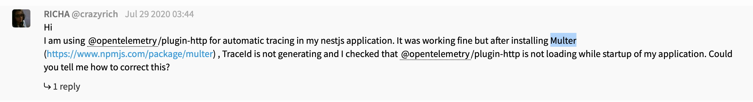 Http auto instrumentation fails when using @FileInterceptor · Issue #42 · pragmaticivan/nestjs ...