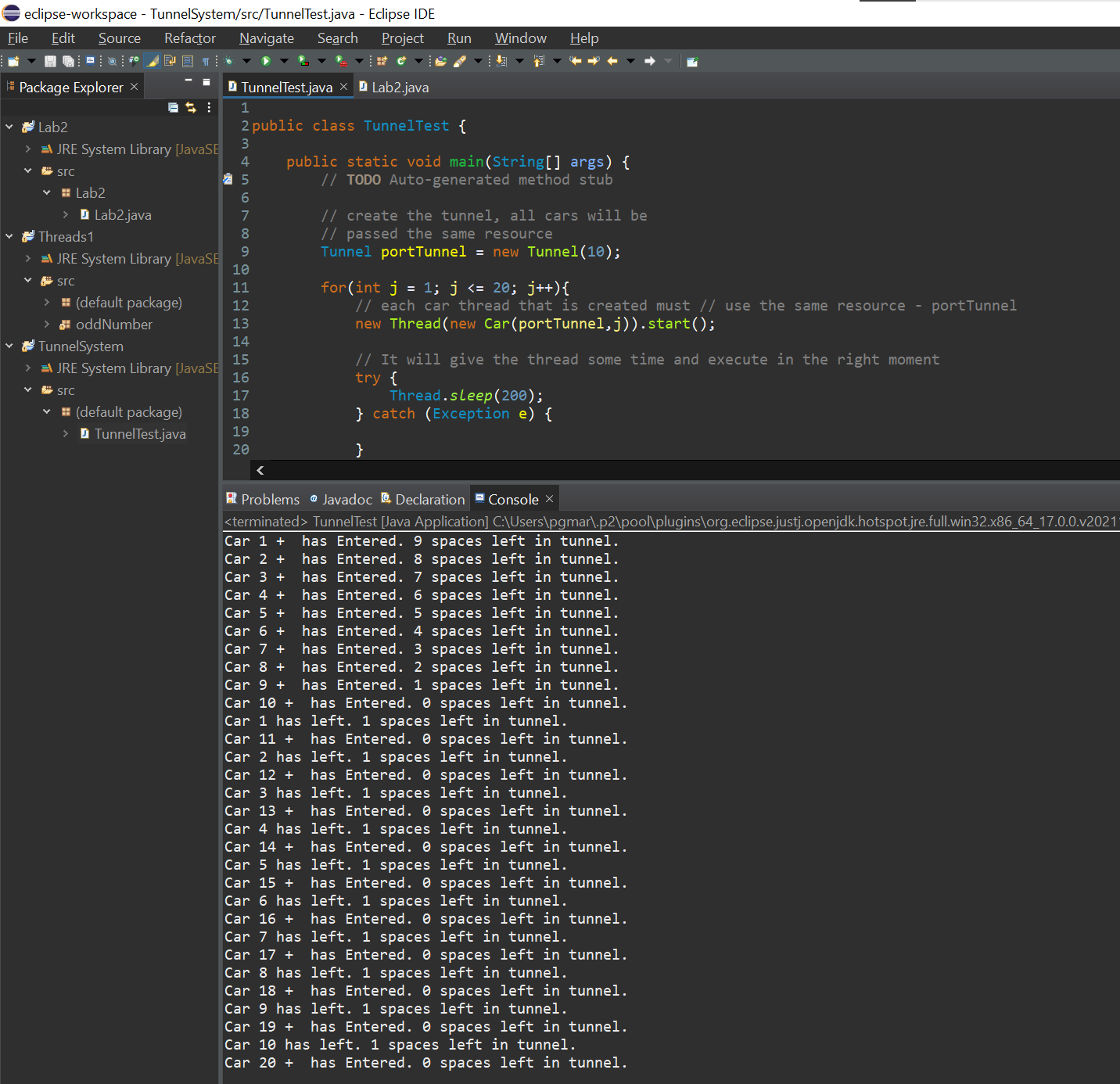GitHub - mavinii/TunnelSystem: Your program is required to control cars access to a tunnel. At ...