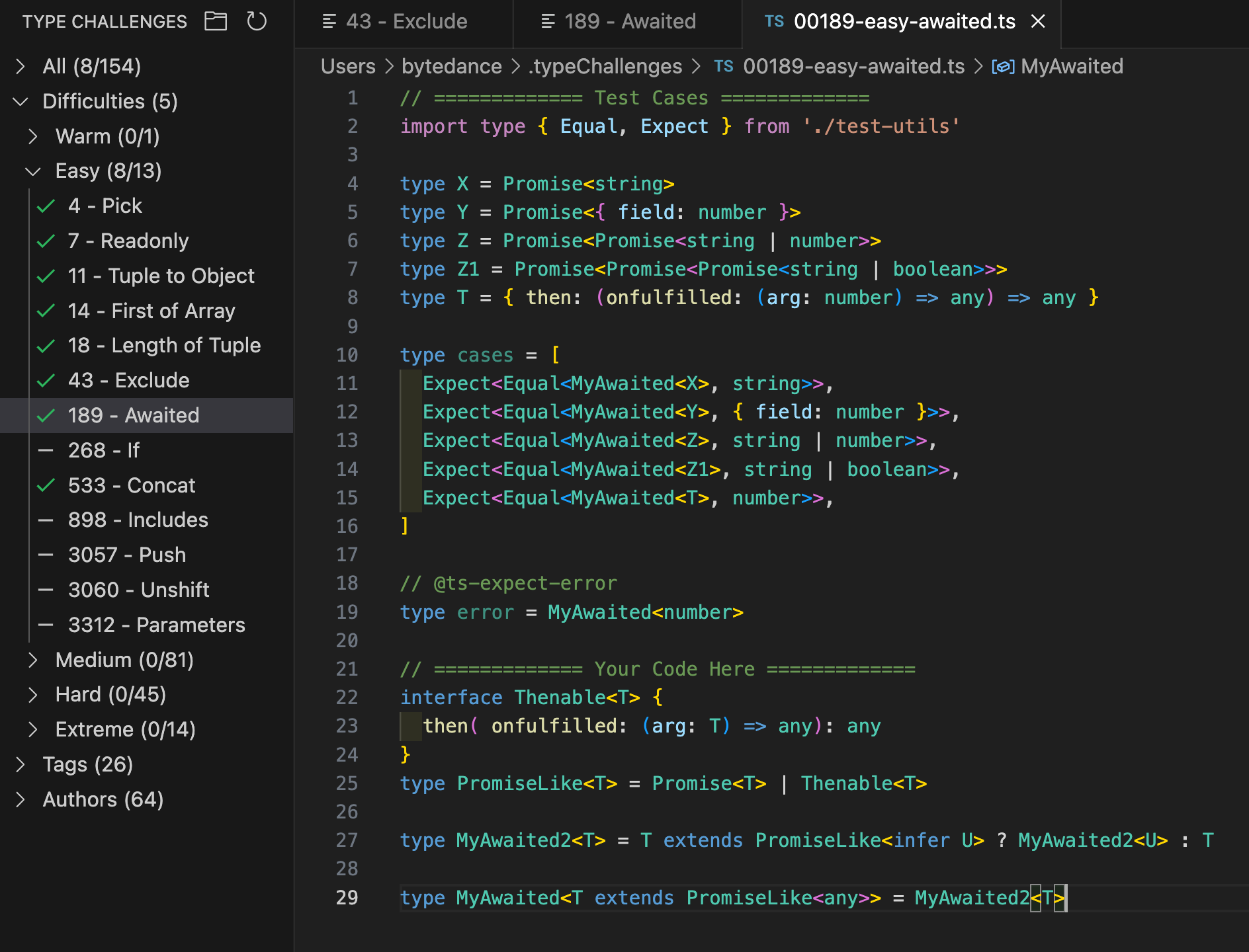 189 - Awaited - updated solution 11/08/2022 · Issue #18837 · type-challenges/type-challenges ...