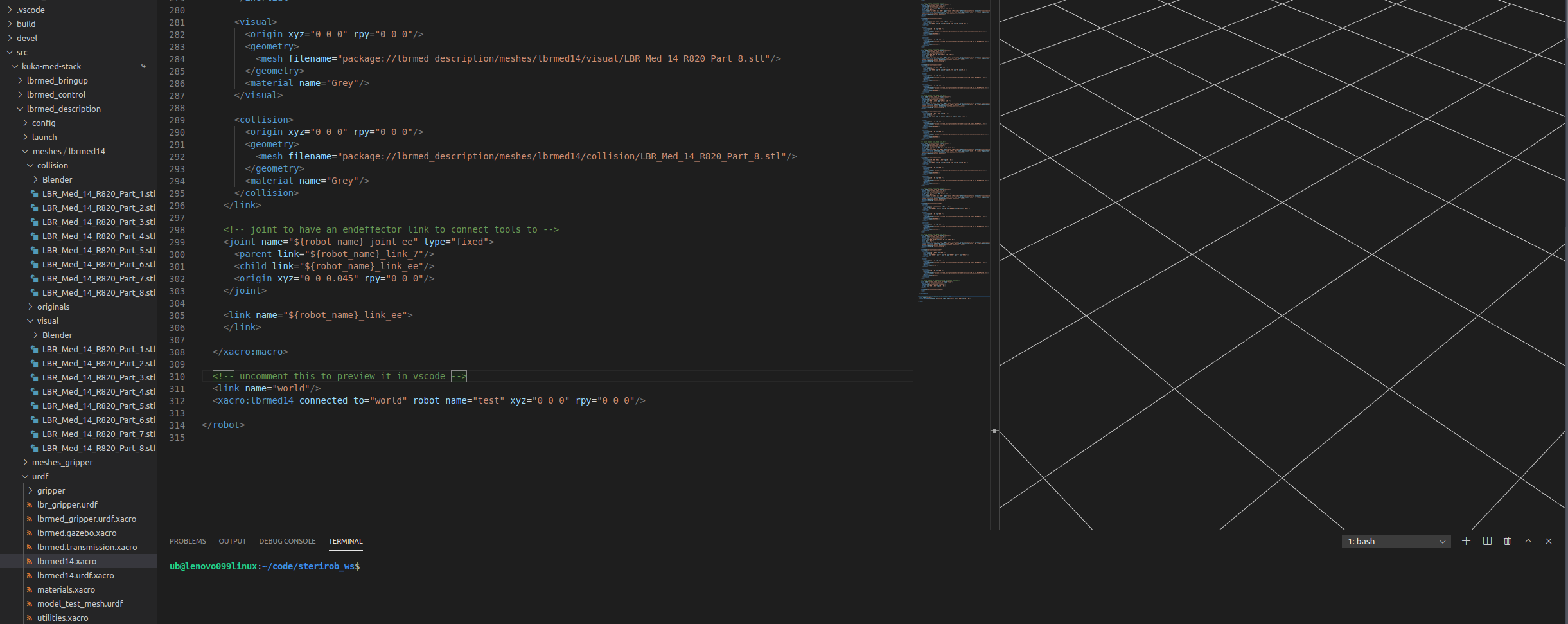 [bug] URDF preview not displaying meshes in vscode 1.47 · Issue #261 · ms-iot/vscode-ros · GitHub