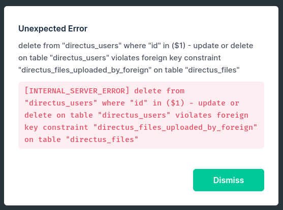 Cannot Delete User Who Owns A File · Issue 9299 · Directus Directus