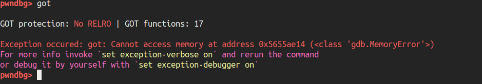 GOT command returns wrong addresses · Issue #517 · pwndbg/pwndbg · GitHub
