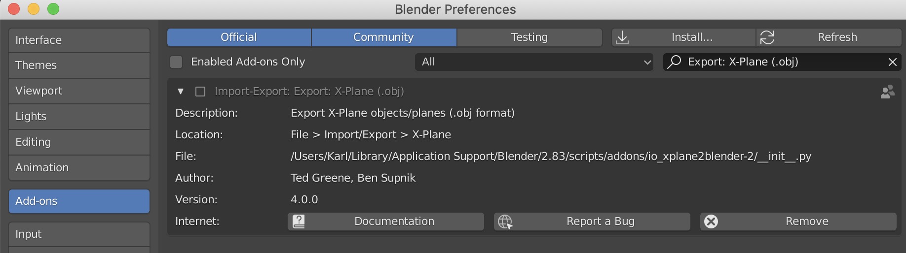Errors in RC1 Install with Blender 2.83 on MacOS · Issue #589 · X-Plane/XPlane2Blender · GitHub