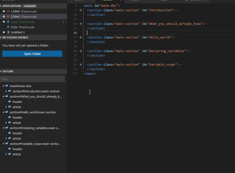 HTML outline error · Issue #53770 · microsoft/vscode · GitHub