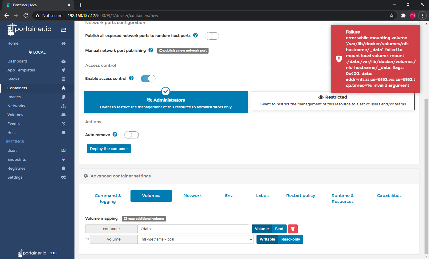 Name resolution of NFSv4 servers doesnt seem to work · Issue #3920 · portainer/portainer · GitHub