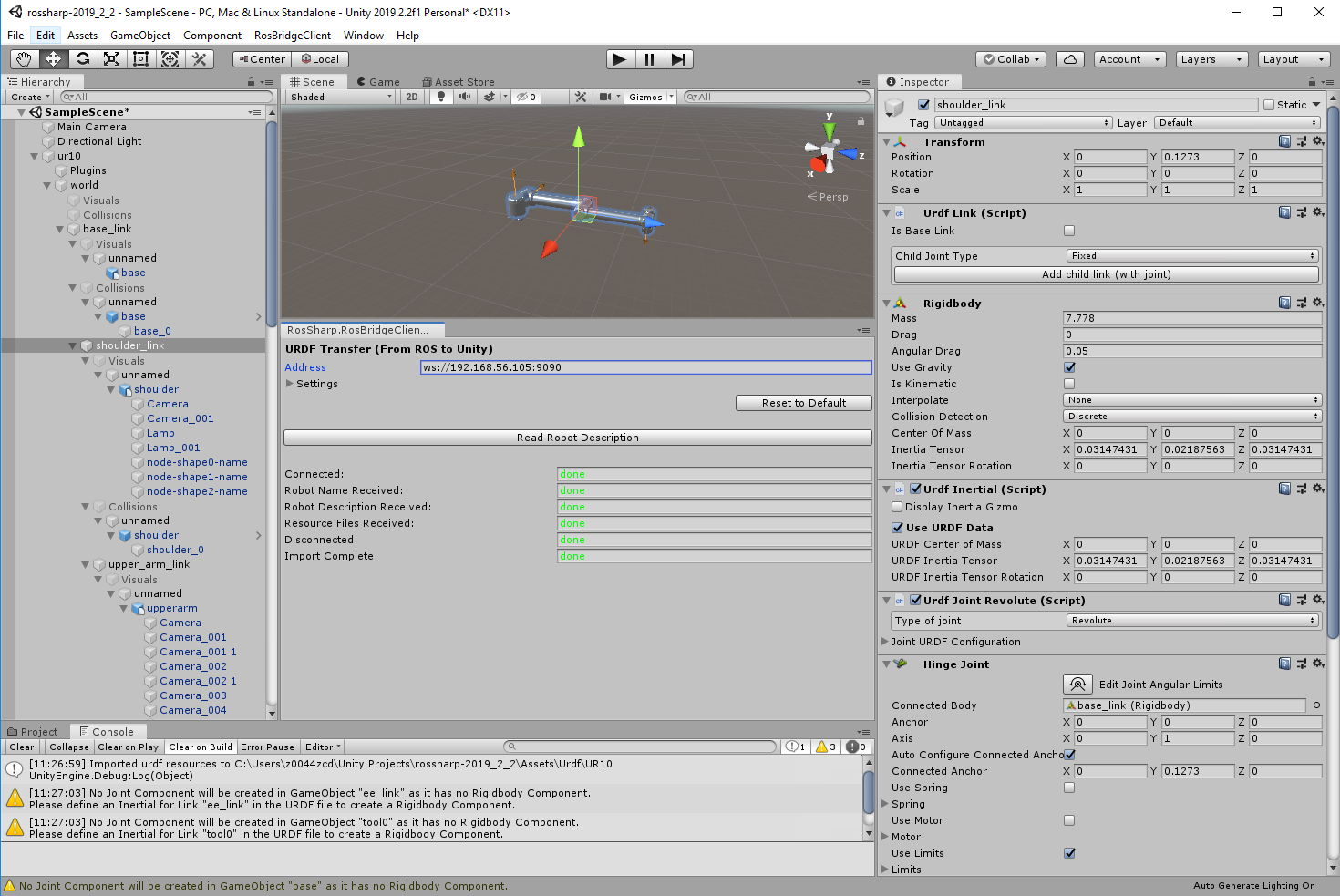 URDF model does not appear in Unity 2019.2x · Issue #288 · siemens/ros-sharp · GitHub