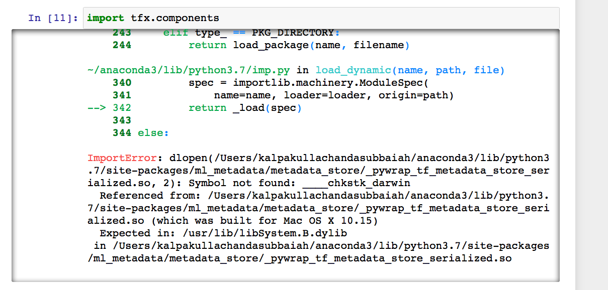 dlopen- Symbol not found: ____chkstk_darwin error · Issue #1531 · tensorflow/tfx · GitHub