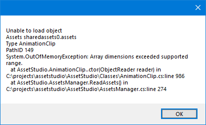 Out of memory errors when opening assets from Unity 2.5.x games · Issue ...