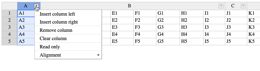 Handsontable Dropdown