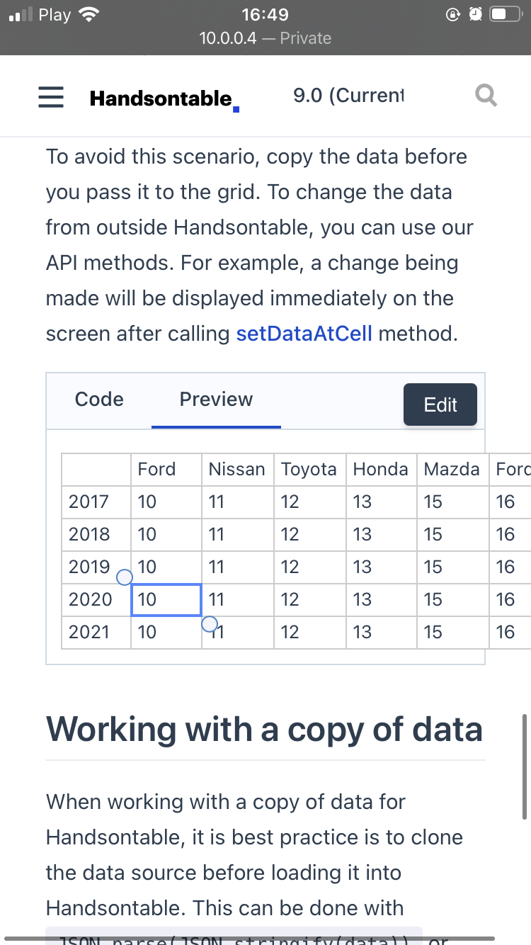 New docs: Some of the visual examples of Handsontable extends beyond ...
