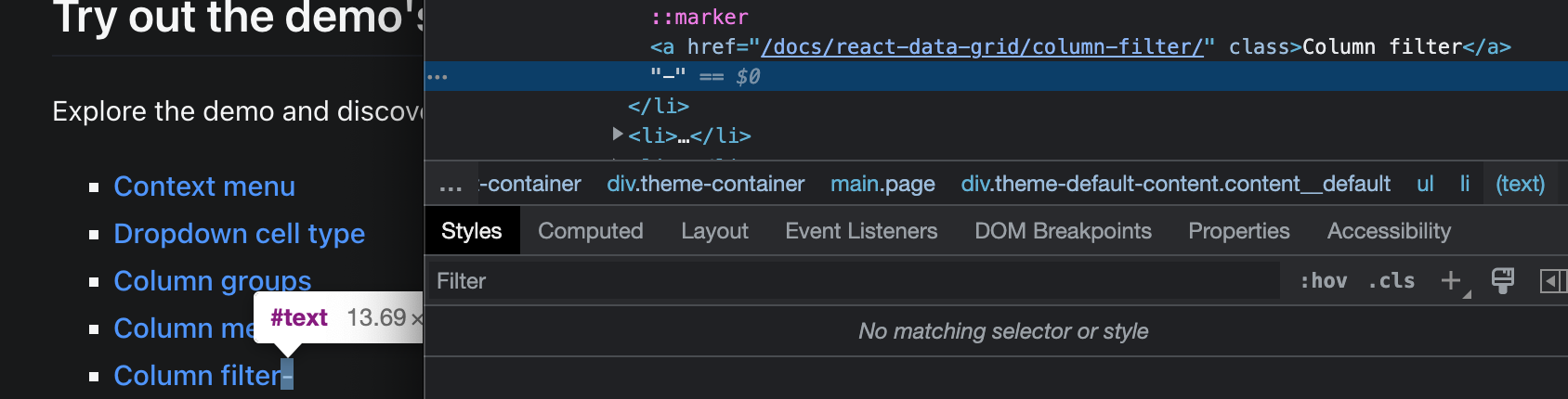 Docs: Redundant `-` on page with React demo · Issue #9969 · handsontable/handsontable · GitHub