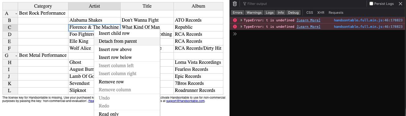Can't detach from parent · Issue #6432 · handsontable/handsontable · GitHub
