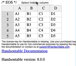 Copy doesn't work when selected hidden column · Issue #6728 · handsontable/handsontable · GitHub