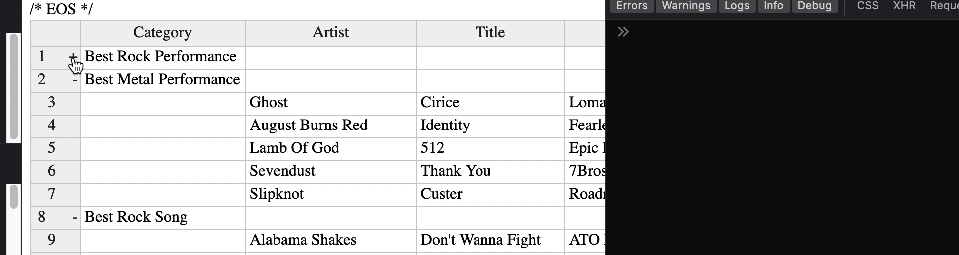 [8.0.0-beta.2/8.0.0-rev1] Moving collapsed nestedRow causes error ...