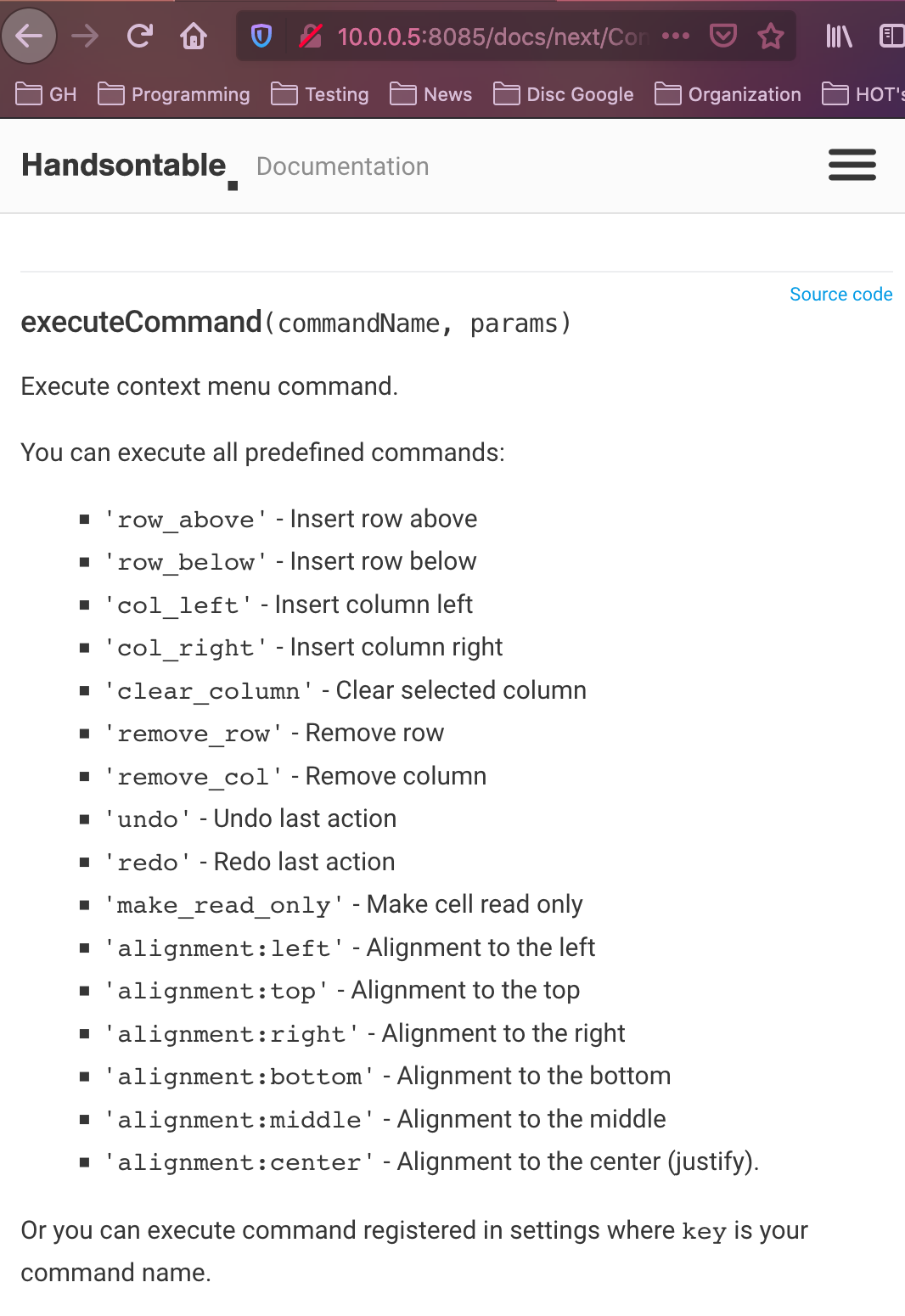 Remove executeCommand method from documentation · Issue #8484 · handsontable/handsontable · GitHub