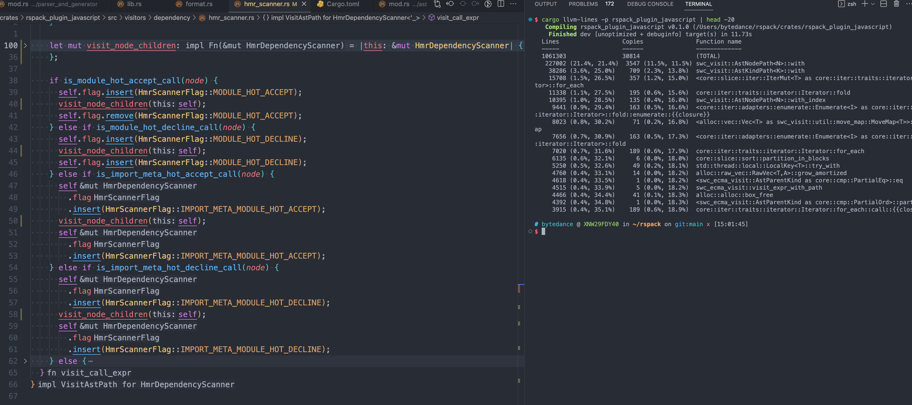 `swc_visit::AstNodePath ::with` expanding to 227k LOC · Issue #3058 · web-infra-dev/rspack · GitHub