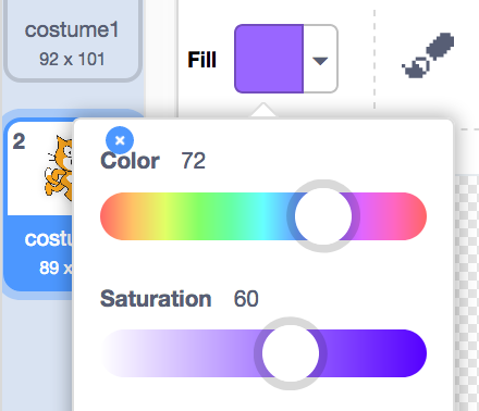 Delete costume button displays over the fill color menu · Issue #2394 · scratchfoundation ...