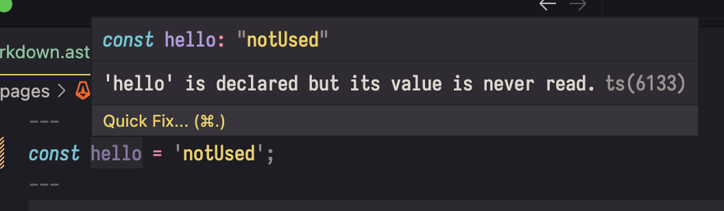 💡 RFC: Change unused variable from red to yellow · Issue #442 · withastro/language-tools · GitHub