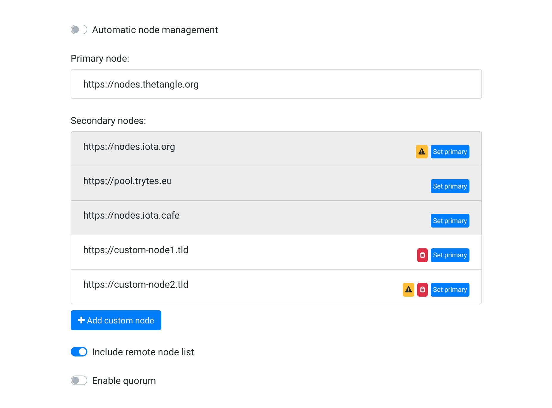 [Proposal] Node settings page · Issue #1799 · iotaledger/trinity-wallet · GitHub
