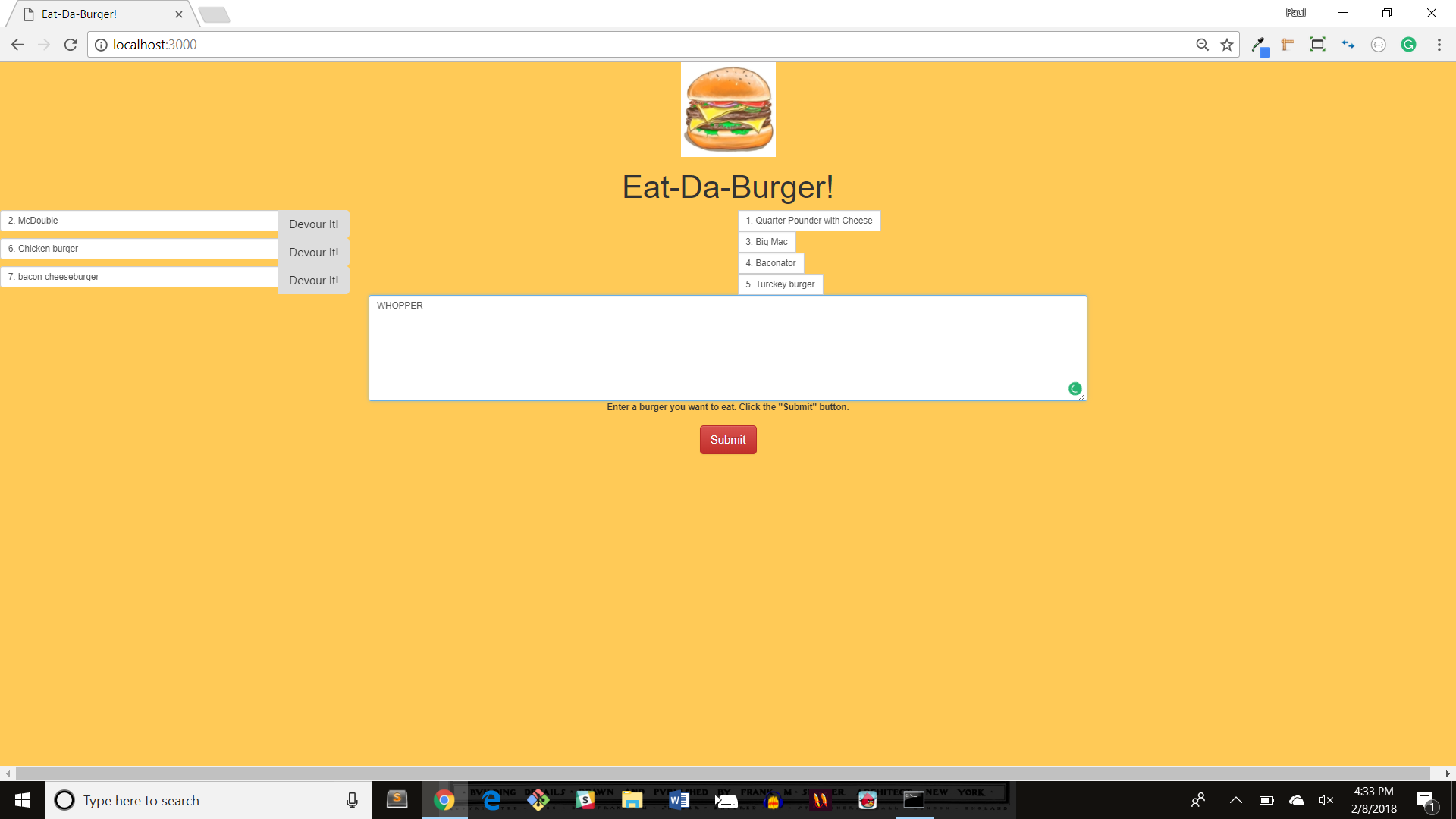 GitHub - PaulSchaller/burger: Creates a web app named Eat-Da-Burger ...
