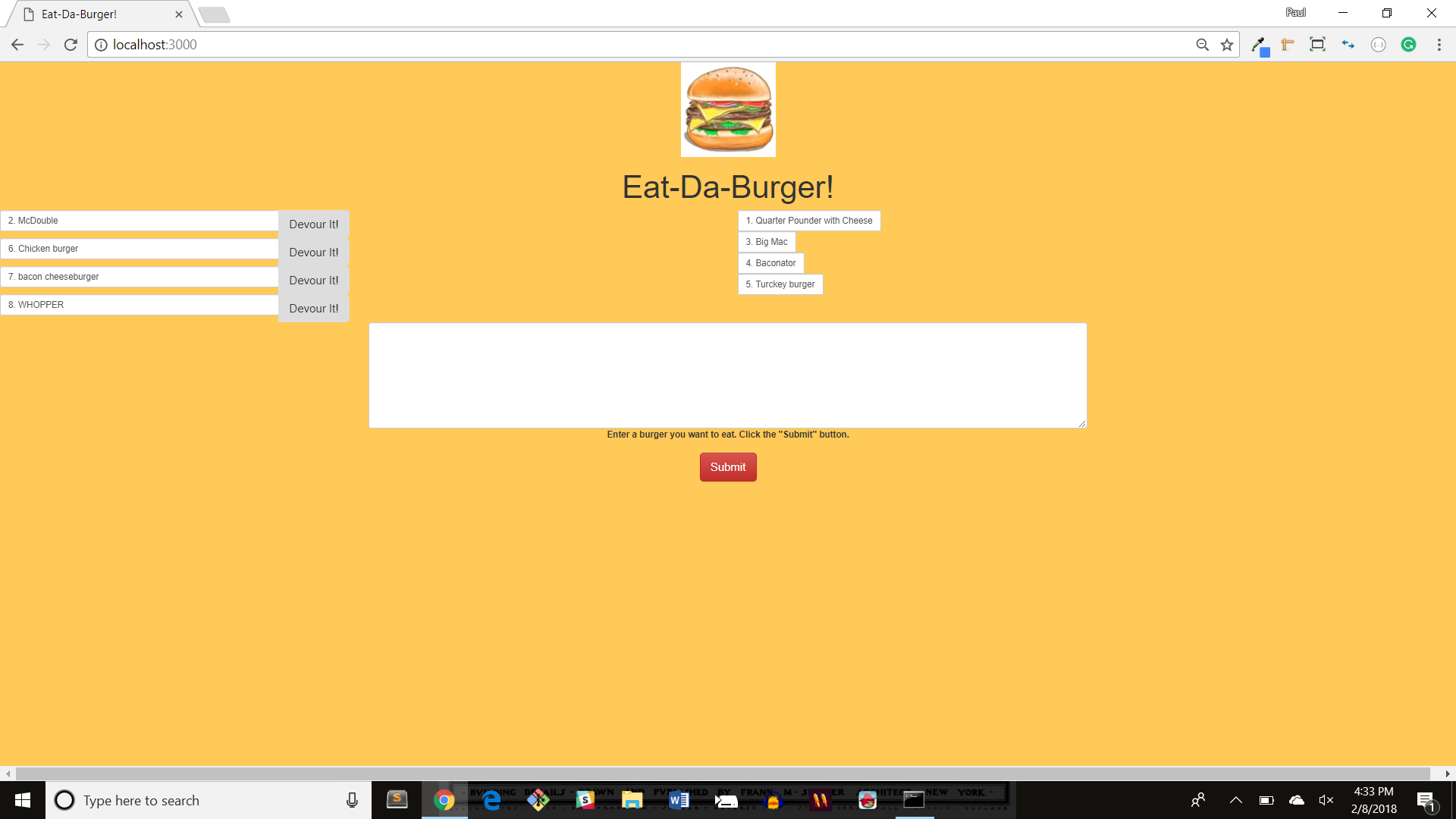 GitHub - PaulSchaller/burger: Creates a web app named Eat-Da-Burger ...
