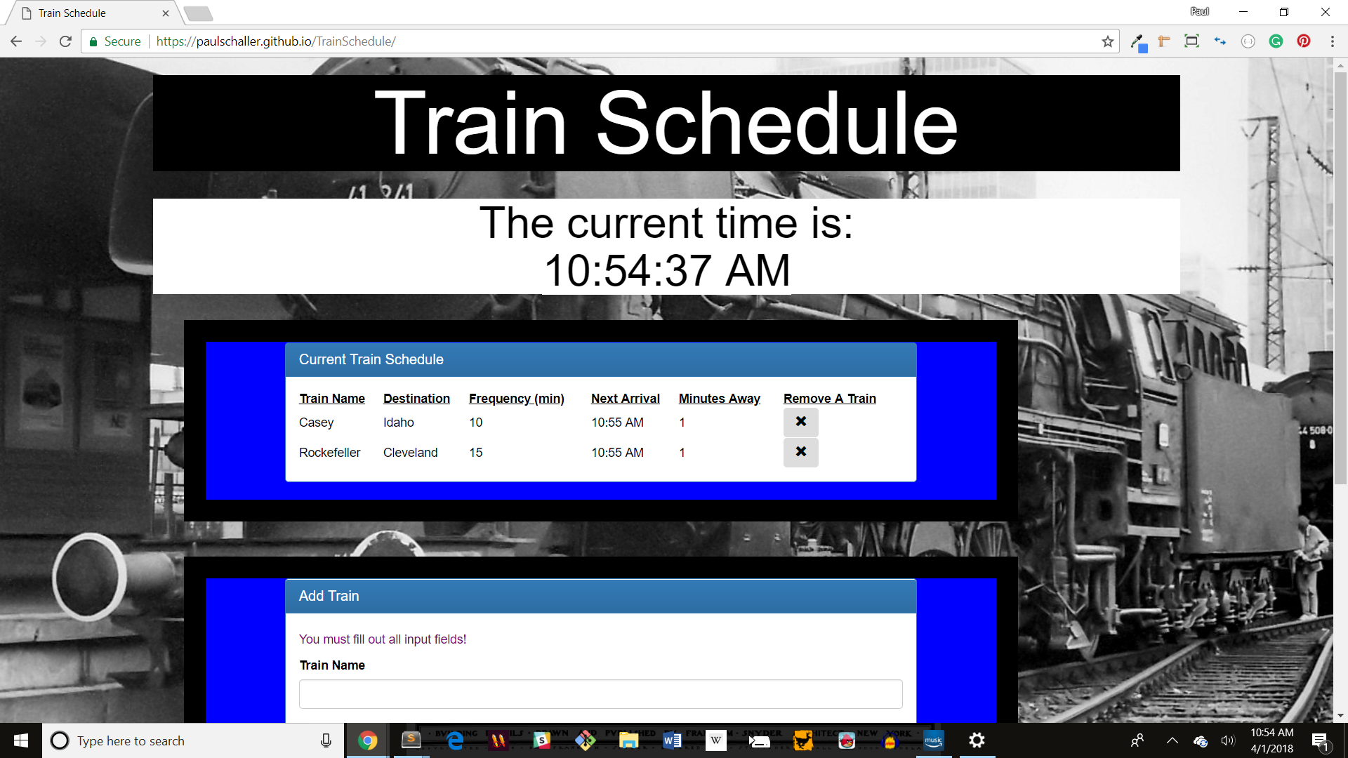 GitHub - PaulSchaller/TrainSchedule: A train schedule is displayed ...