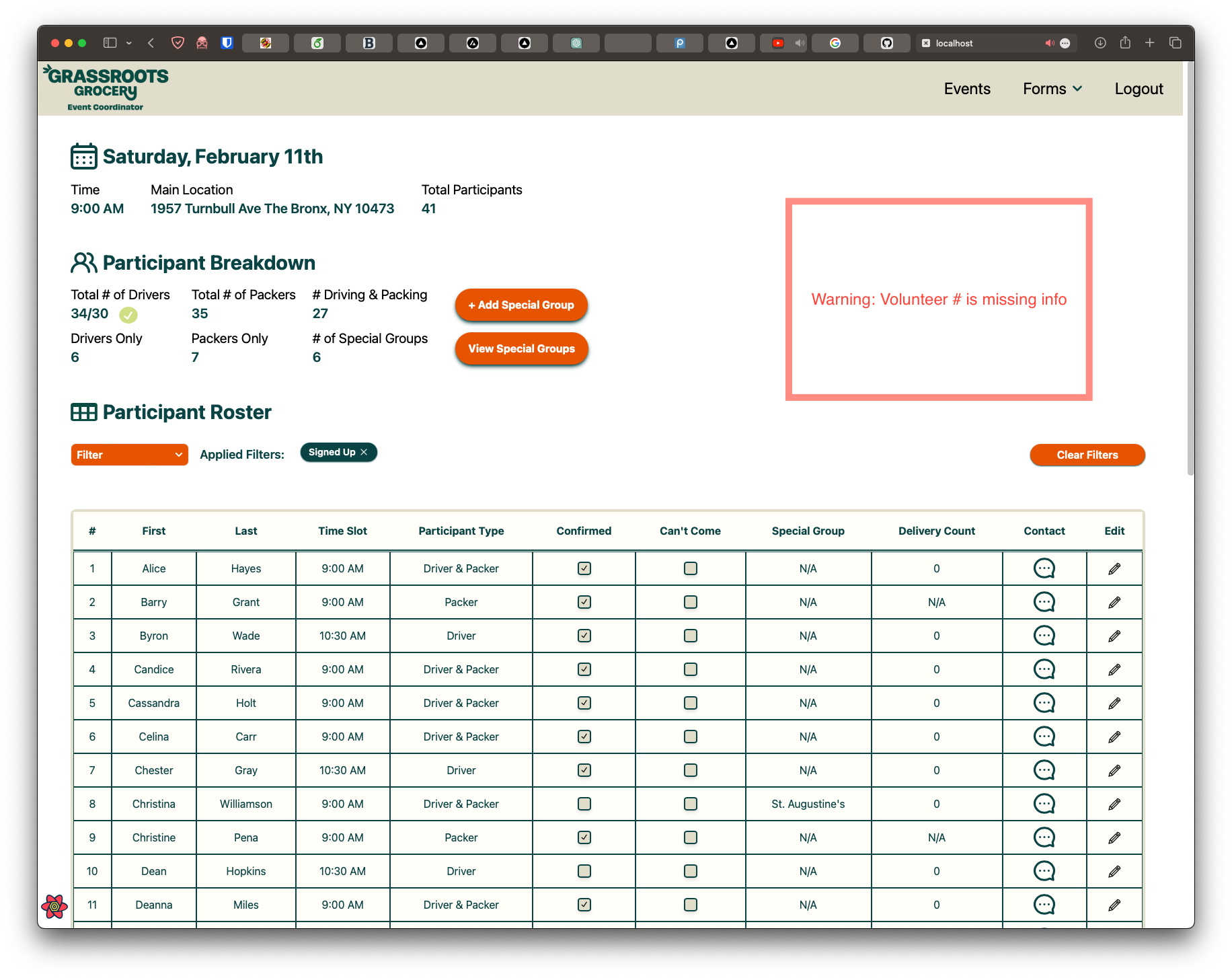 Warning if volunteer info is missing · Issue #141 · grassrootsgrocery/admin-portal · GitHub