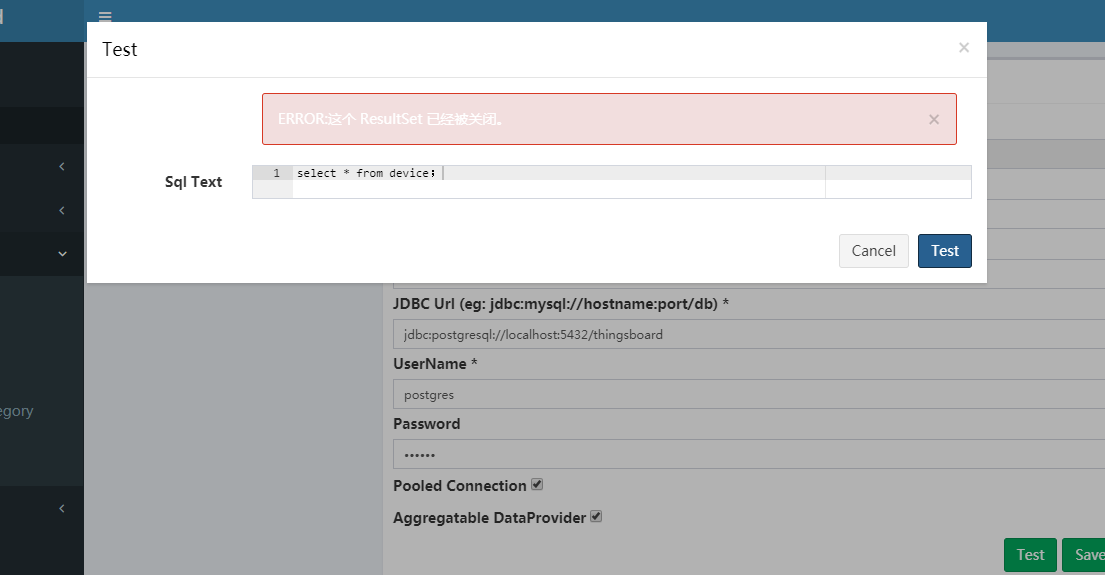 数据源jdbc postgres连接不成功：ERROR:这个 ResultSet 已经被关闭。 · Issue #616 · TuiQiao/CBoard · GitHub