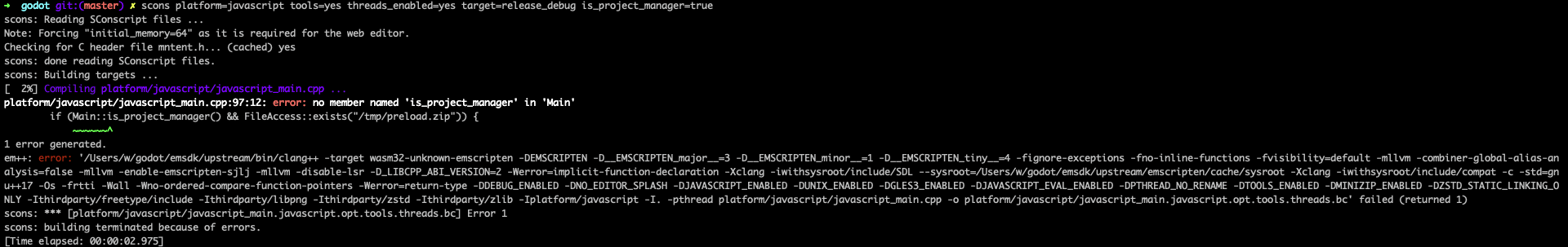 Javascript Editor Compilation Error No Member Named Isproject 