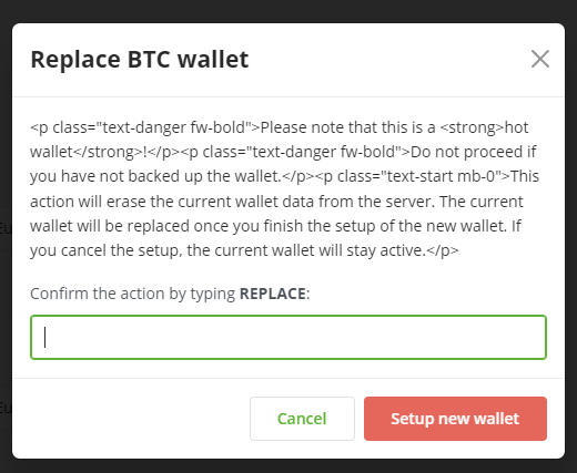[Bug]: Incorrect HTML escaping of REPLACE and REMOVE wallet dialog. · Issue #4577 · btcpayserver ...