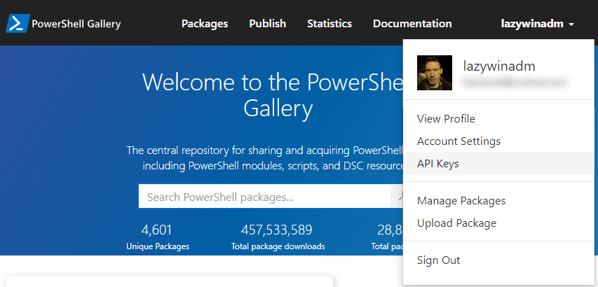Can't access 'Account Settings' · Issue #52 · PowerShell/PowerShellGallery · GitHub