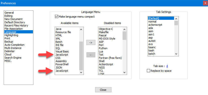 Javascript Is Listed Twice In Language Preferences · Issue 4521