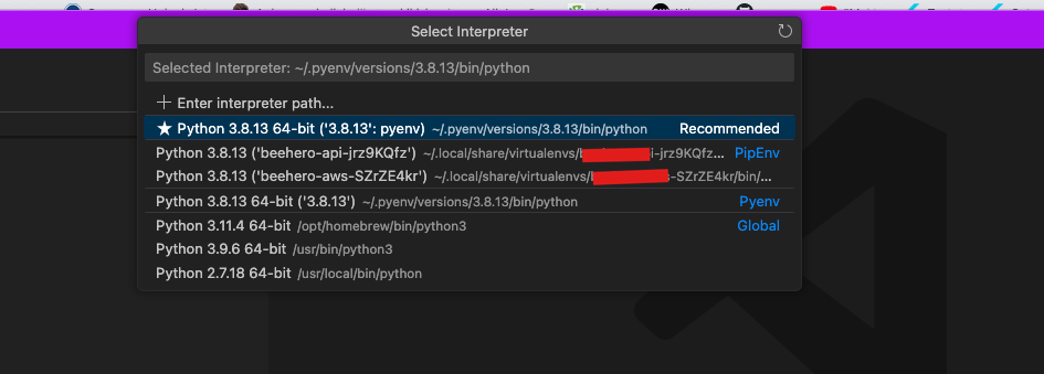 version 1.80.2, can't switch anymore between python interpreters ...