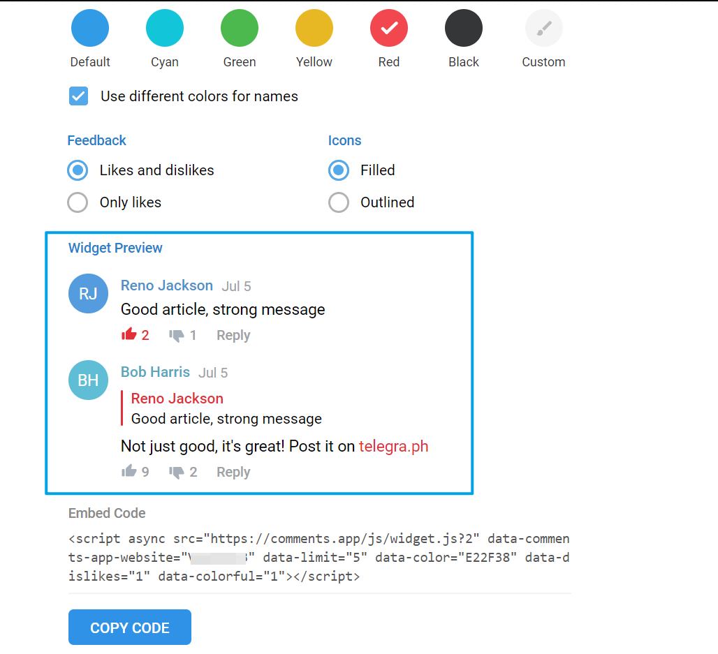 Support Comment Provider: Telegram Comments Widget · Issue #1566