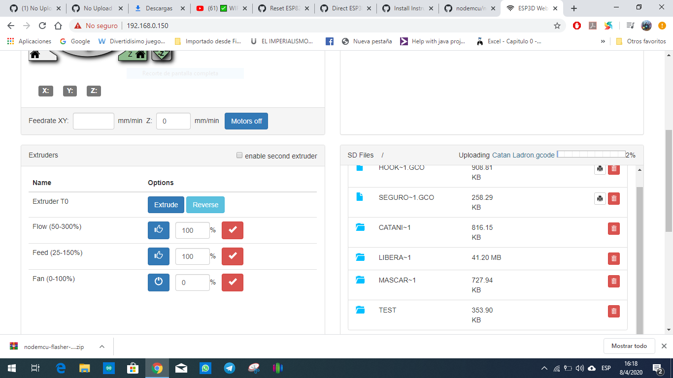 No Upload SD Card, Cant Print with ESP3D · Issue #435 · luc-github/ESP3D · GitHub