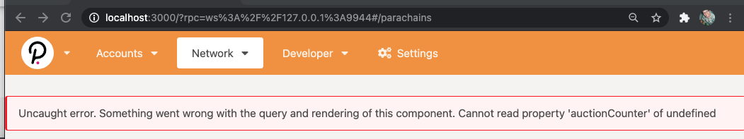 Uncaught error. Something went wrong with the query and rendering of this component. e.query ...